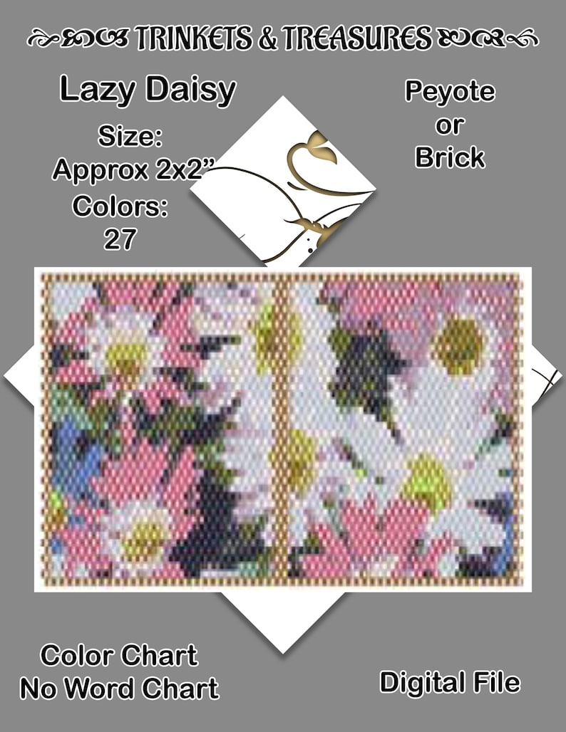 Easy Bead Pattern for Peyote or Brick Stitch Lazy Daisy Beginner Level ...