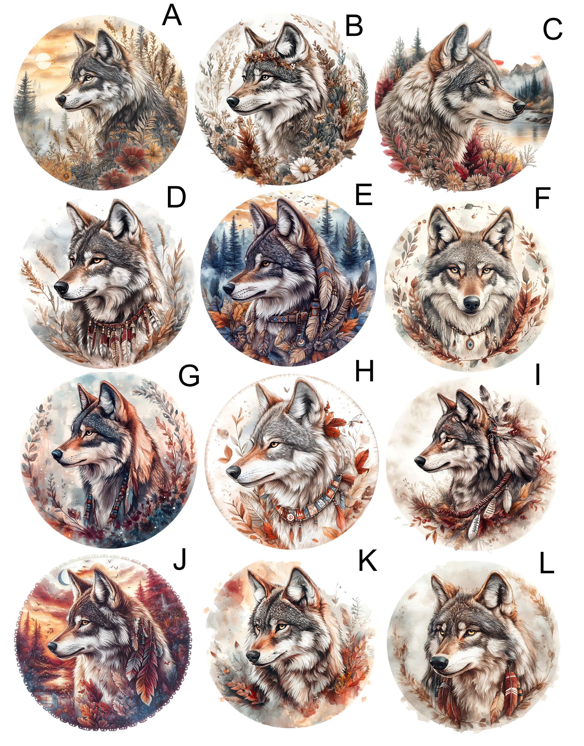 Native American Wolf Glass Cabochons for Jewelry, Craft Projects, in 1 ...