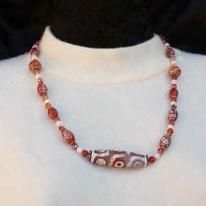 Orange Agate Primitive Necklace, Handmade Single Strand Gemstone ...