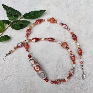 Orange Agate Primitive Necklace, Handmade Single Strand Gemstone ...