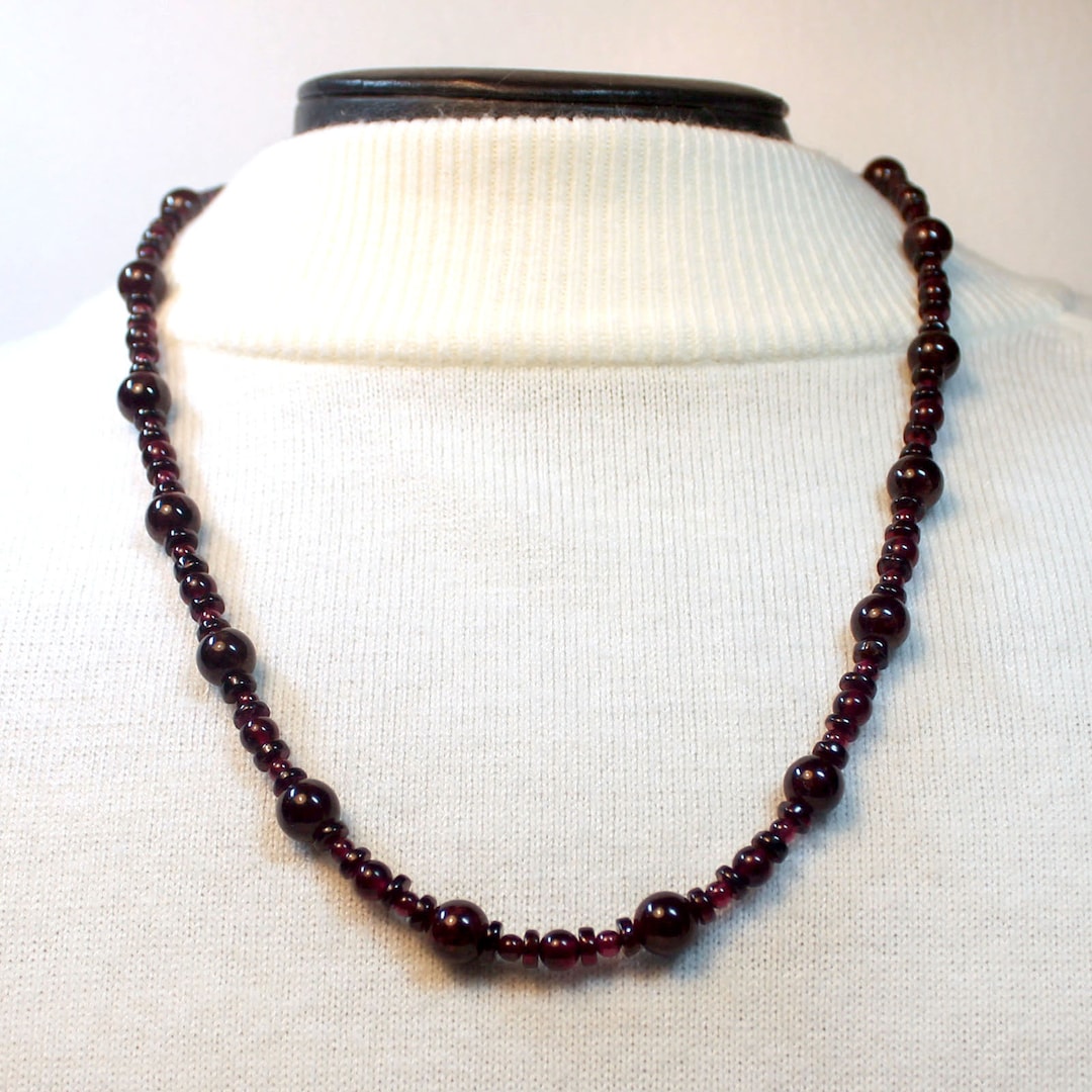 Small Dark Red Garnet Necklace, Women's Gemstone Jewelry - Etsy