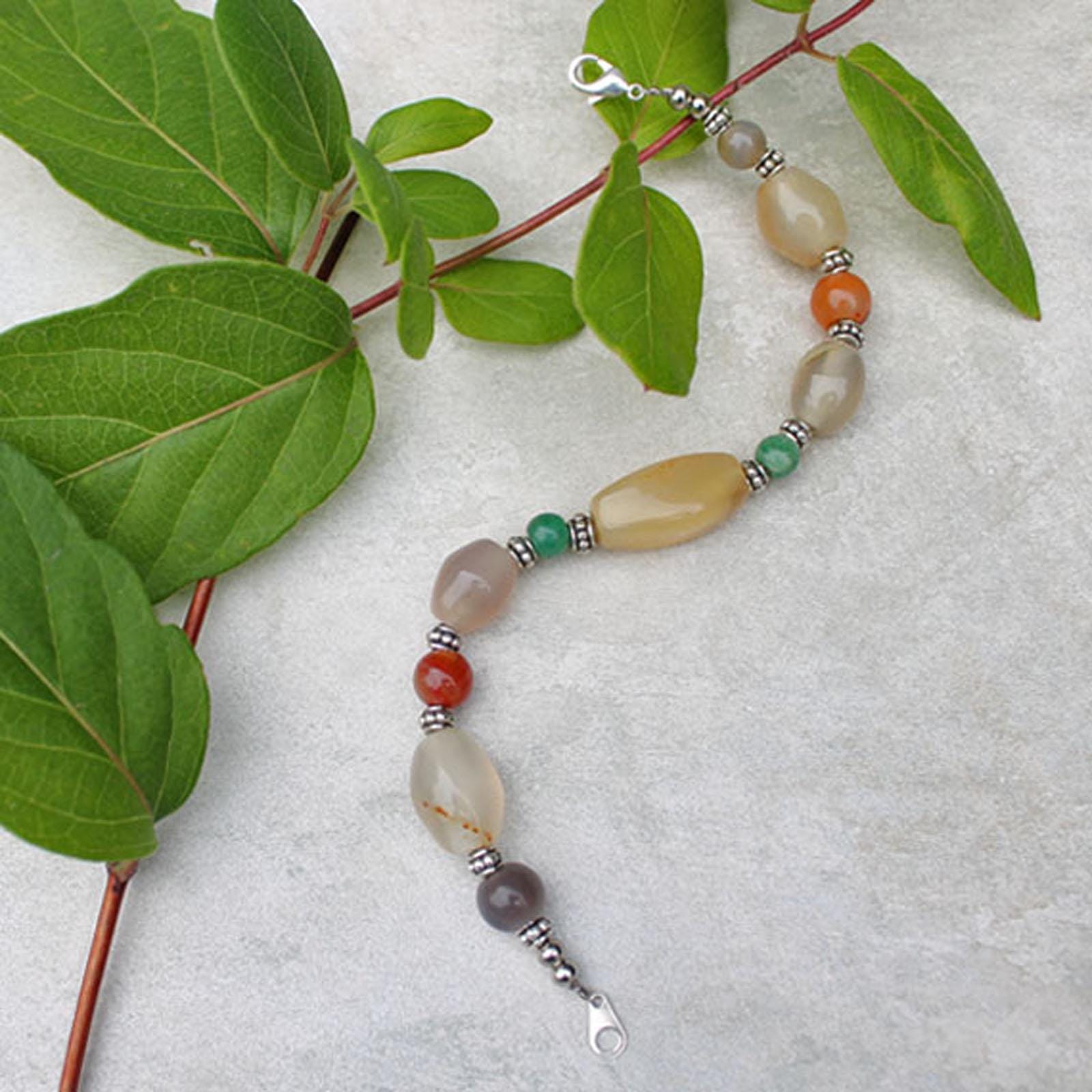 Colorful Gemstone Bracelet, Single Strand Agate Bracelet - Etsy