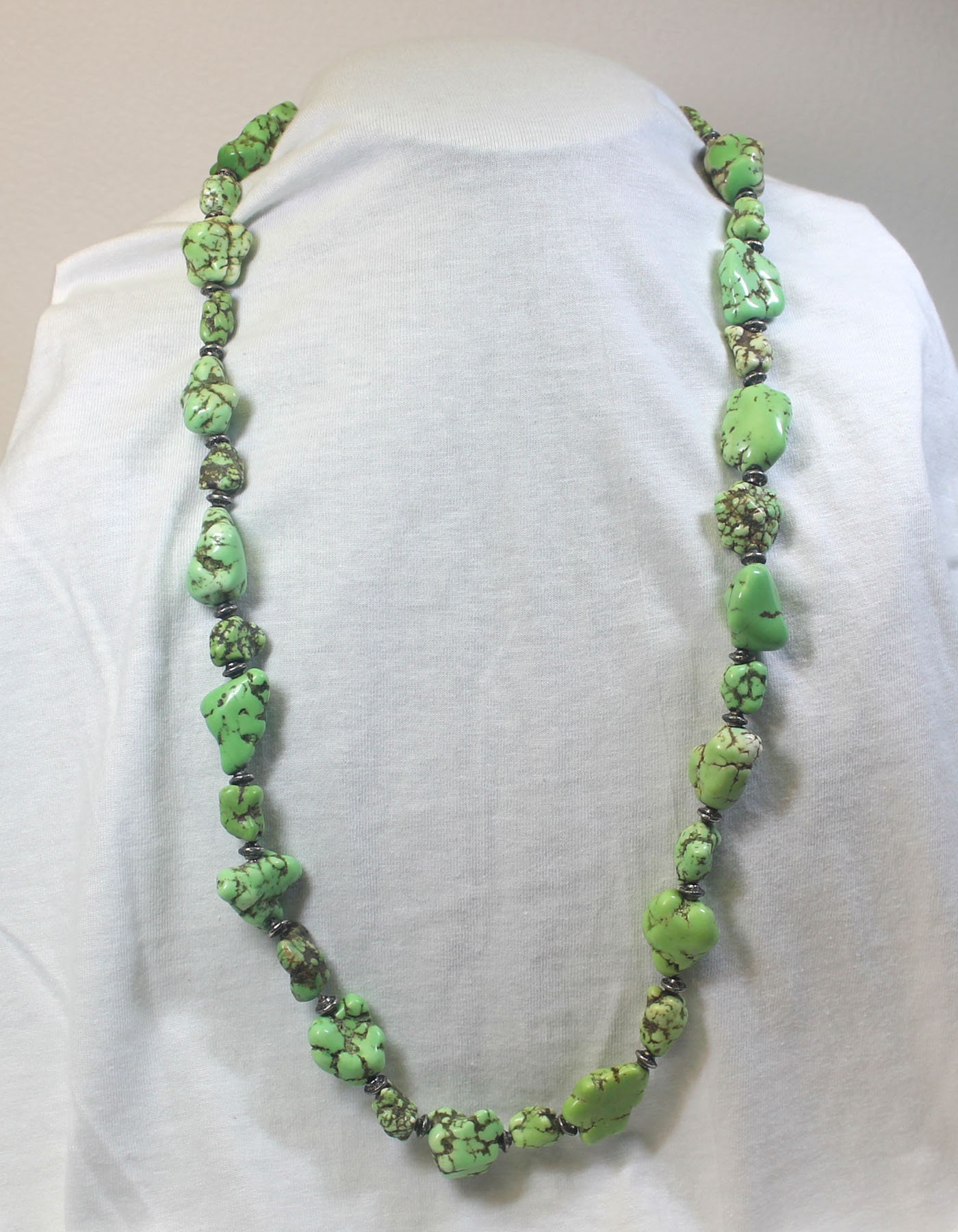 Chunky Faux Turquoise Necklace, Green Howlite Necklace - Etsy