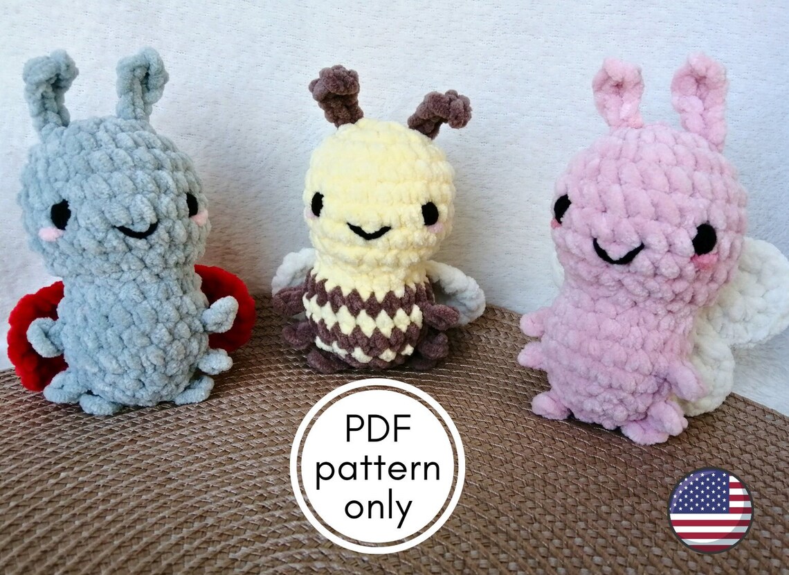 Bee, Ladybug, Butterfly, Low Sew PDF Crochet Pattern, Insect Crochet ...