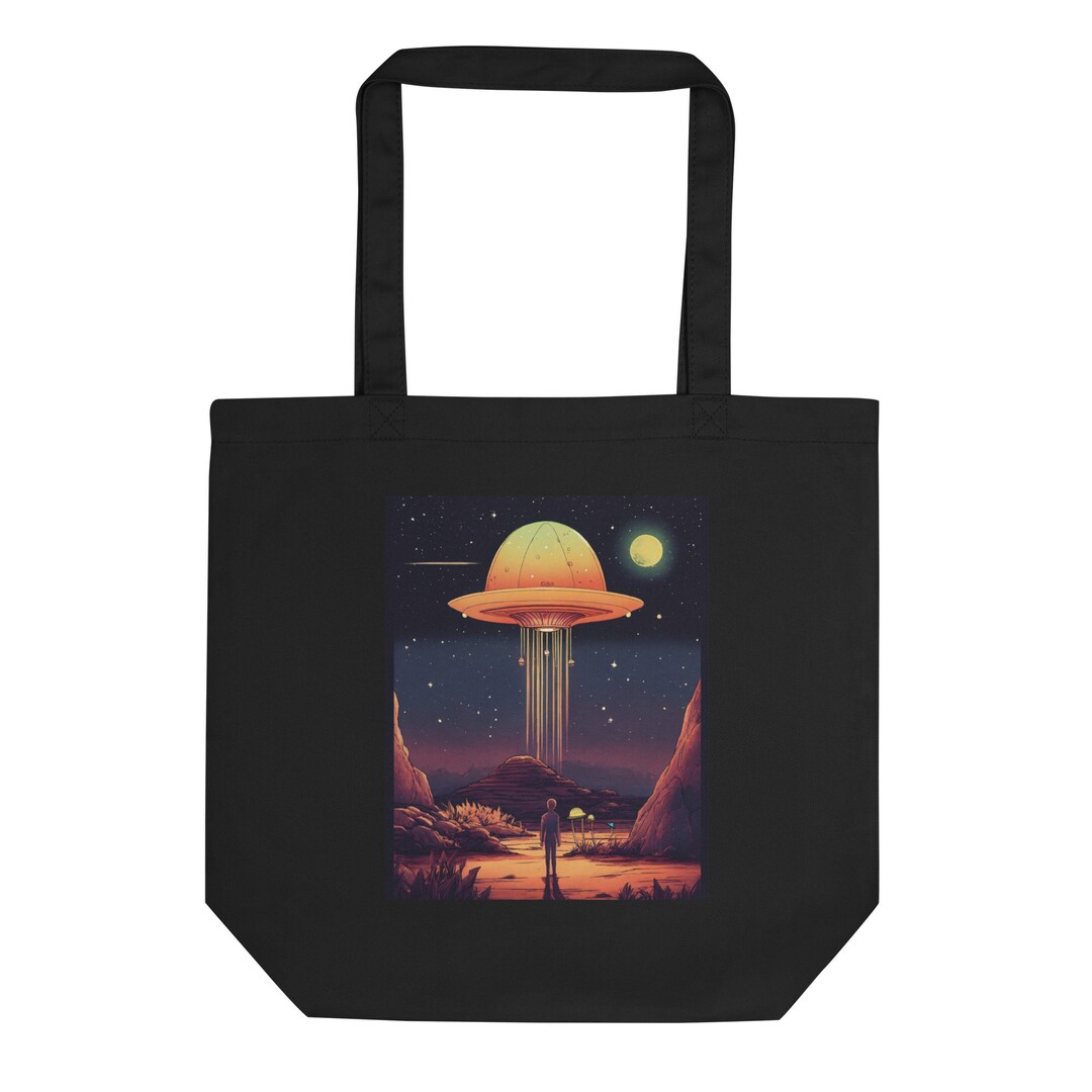 UFO Tote Bag, Desert Abduction, Alien Lover Gift, Fun Organic Reusable ...
