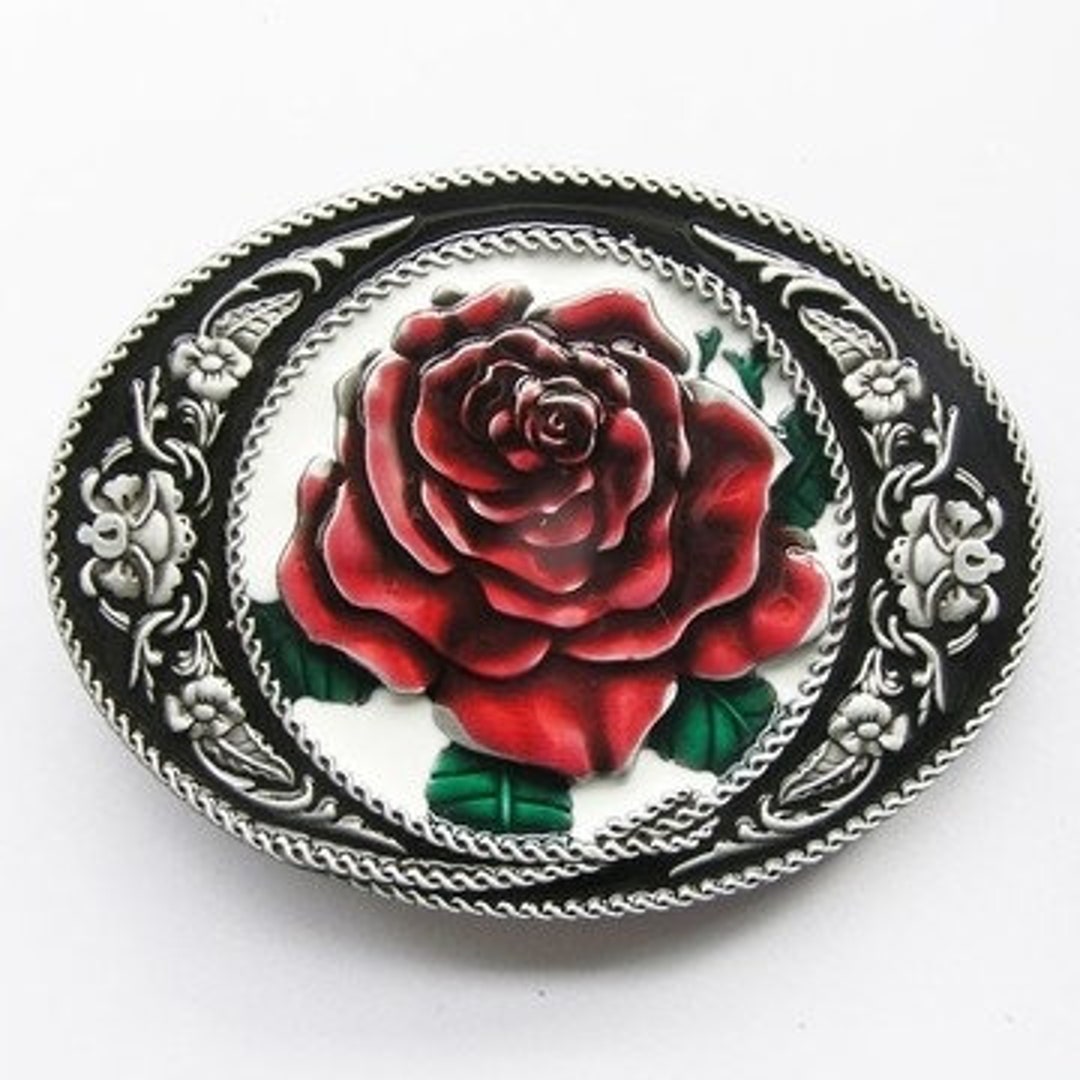 Red Rose Belt Buckle - Etsy