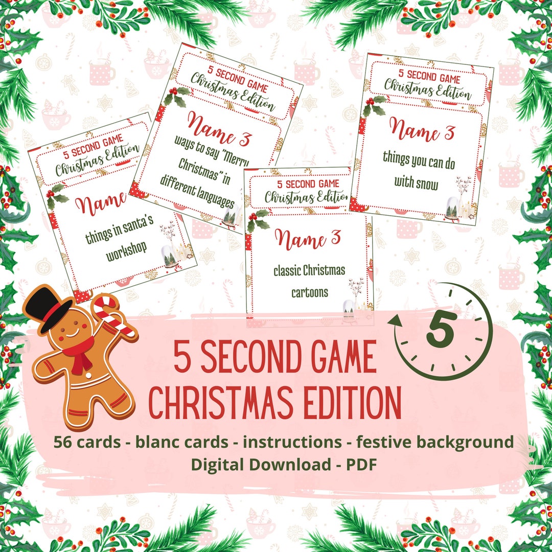 5 Second Game Christmas Edition Christmas Party Game, Games for ...