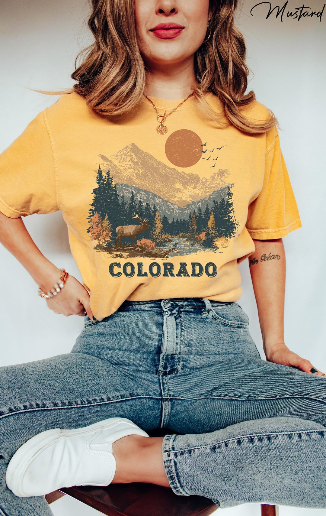 Comfort Colors Colorado Shirt, Mountain Landscape Graphic Tee, Elk ...