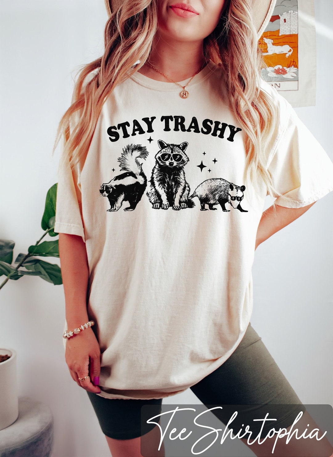 Stay Trashy Shirt, Retro Funny Graphic Tees, Racoon Shirt, Meme Graphic ...