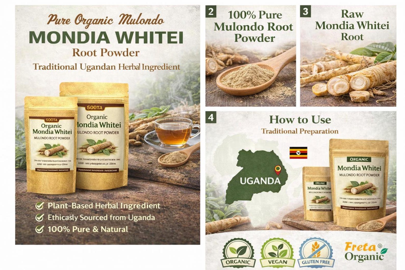 Mondia Whitei Mulondo Root Powder | Organic Ugandan White Ginger ...