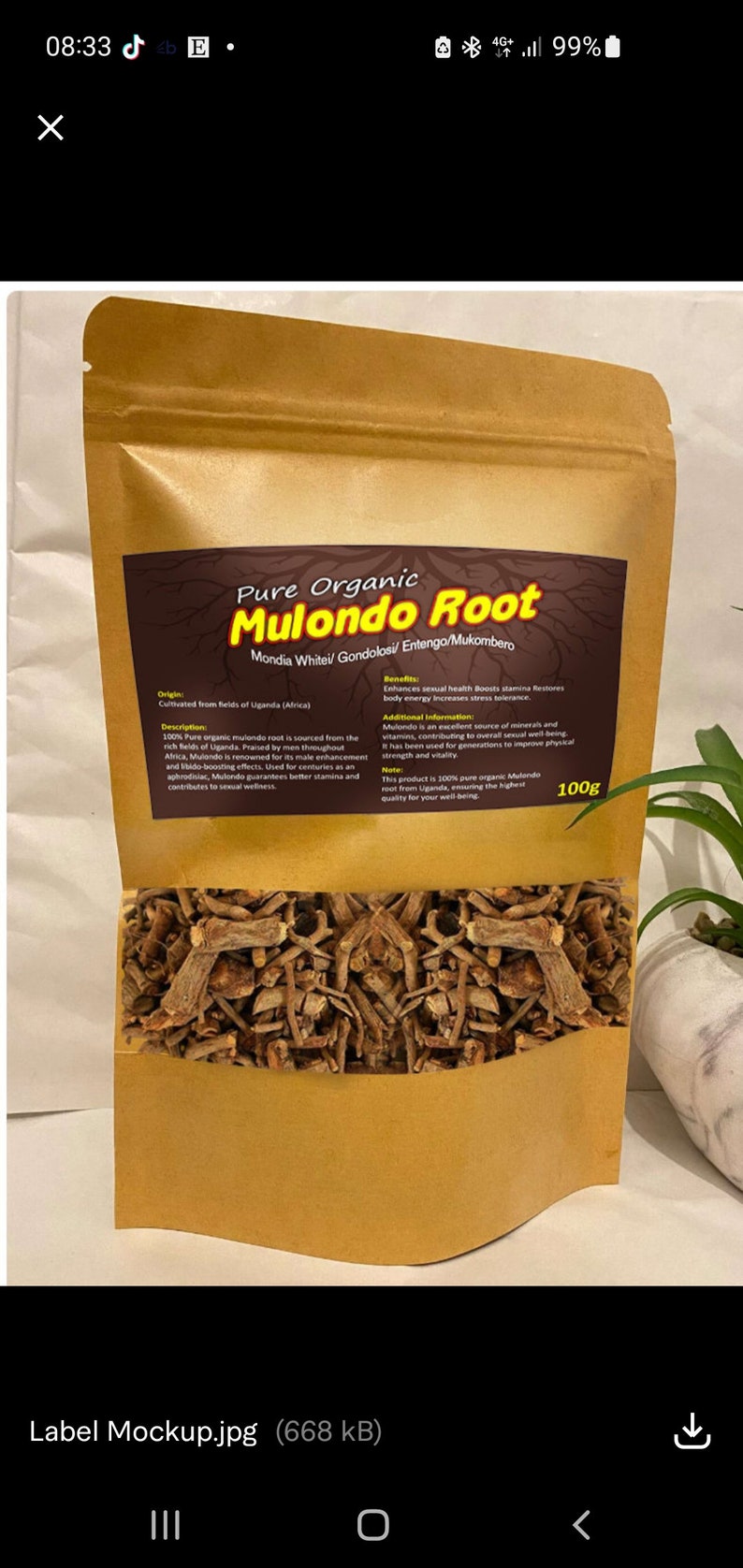 100% Organic Mondia Whitei Pure African Ginger Root mulondo/gondolosi ...