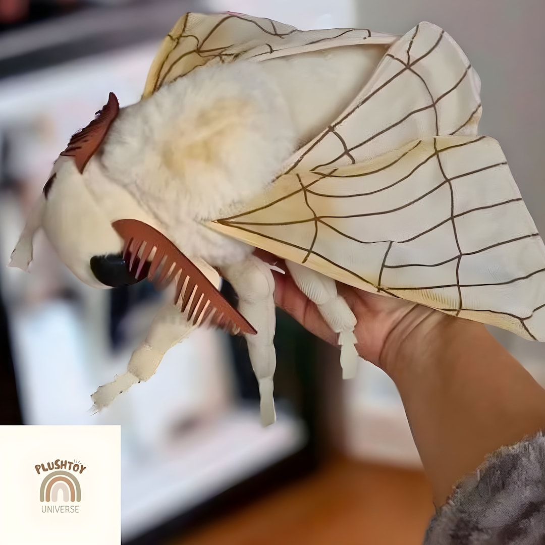 Silk Moth Stuffed Animal Plush Toy Grey Yellow Giant Winged Moth Insect ...