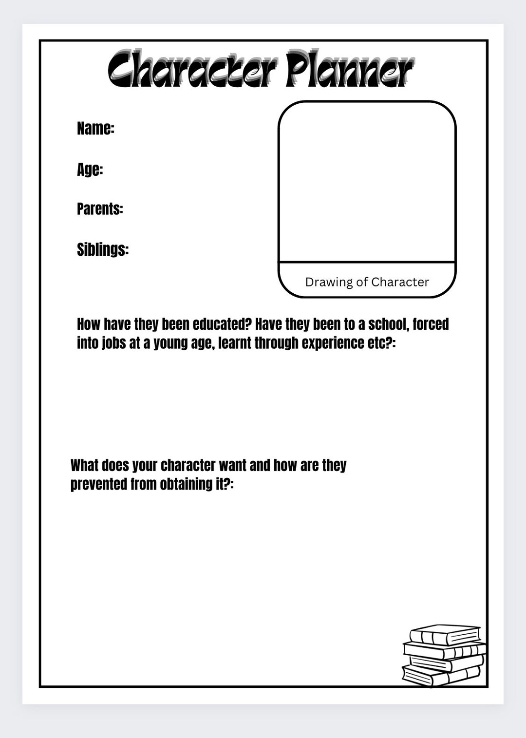 Character Planner/exercises - Etsy
