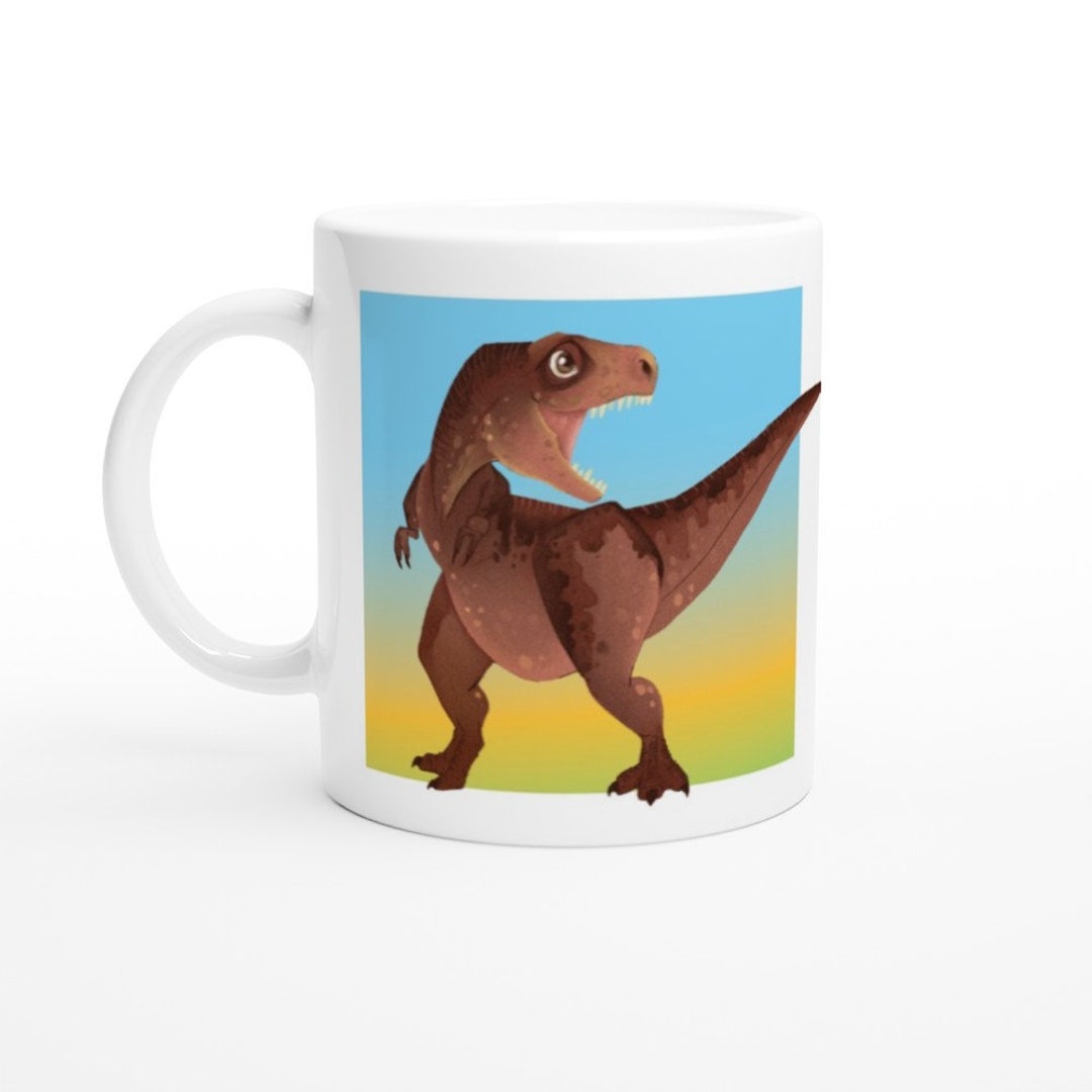 T-REX Dinosaur Gift Mug, TREX Coffee Cup for Dinosaurs Lovers, White ...