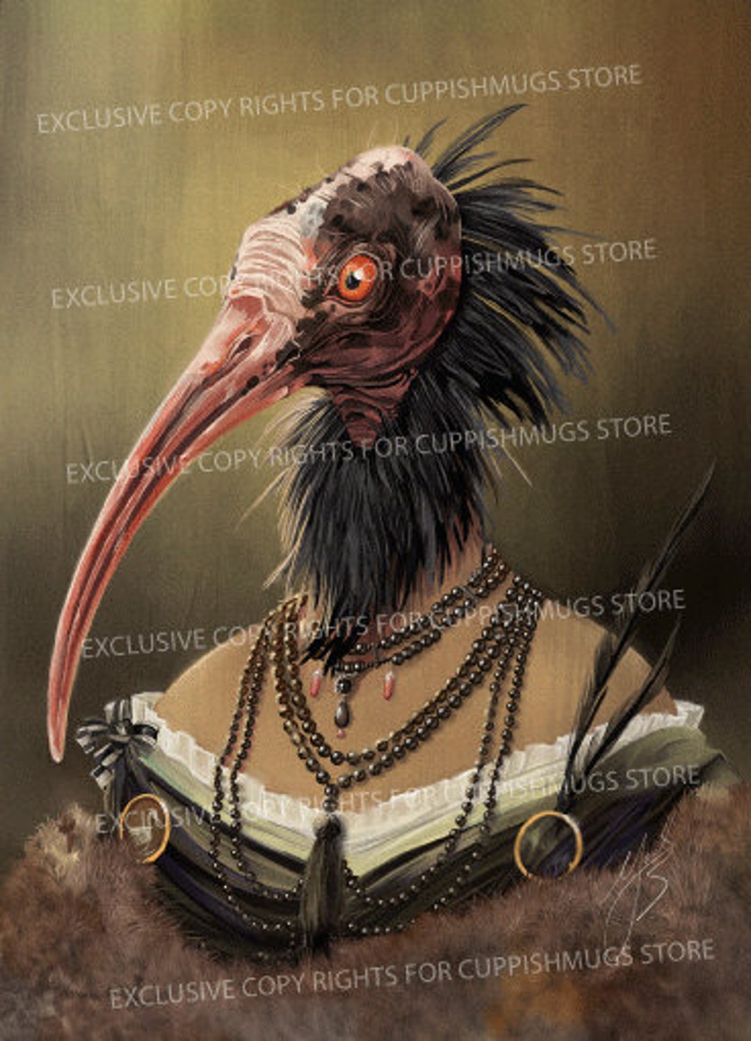 Bald Ibis Real Piece of Art | BALD IBIS Bird Illustration | Premium ...