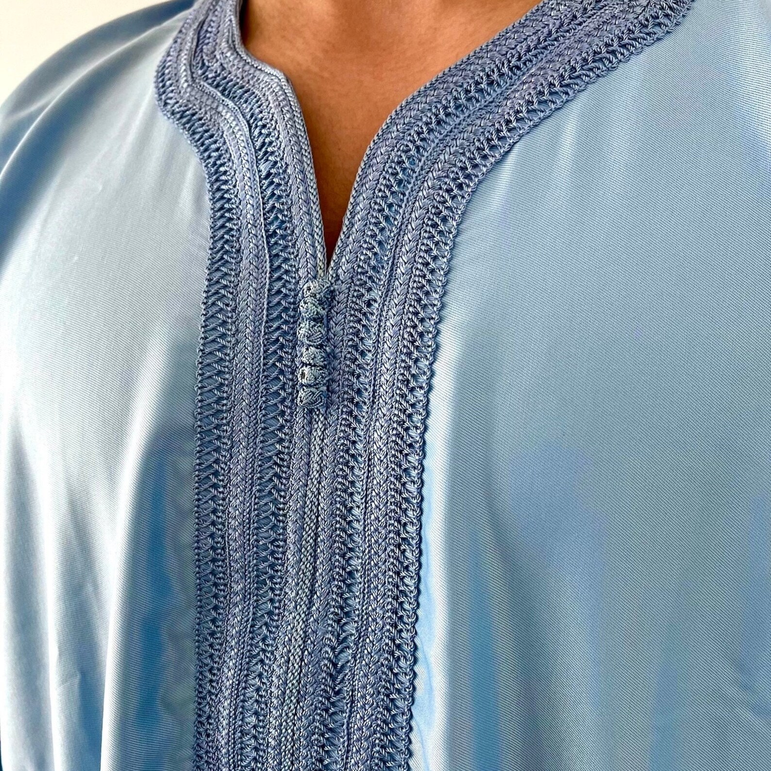 Moroccan Thobe, Highest Quality, Light Blue Made in Morocco Men's ...