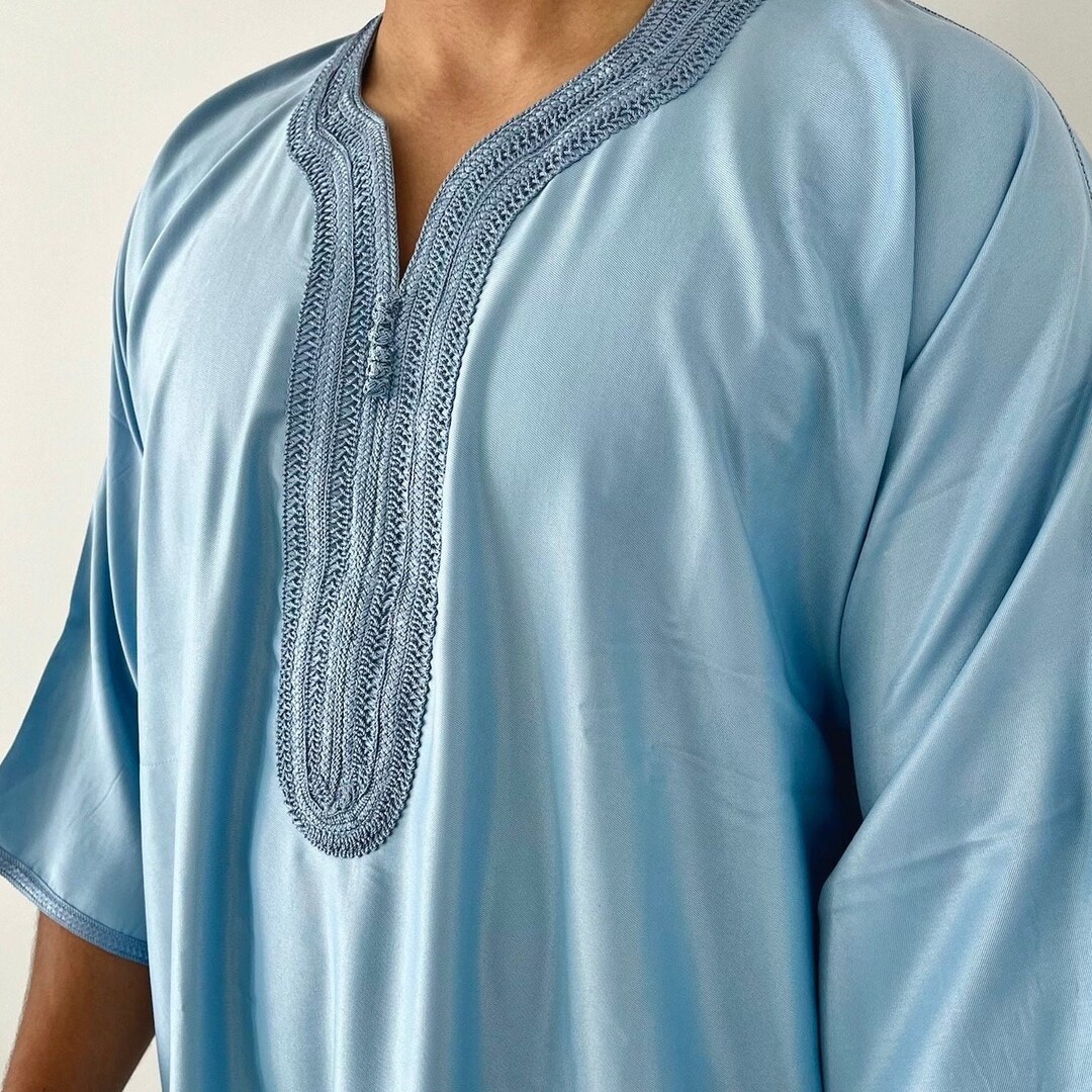 Moroccan Thobe, Highest Quality, Light Blue Made in Morocco Men's ...