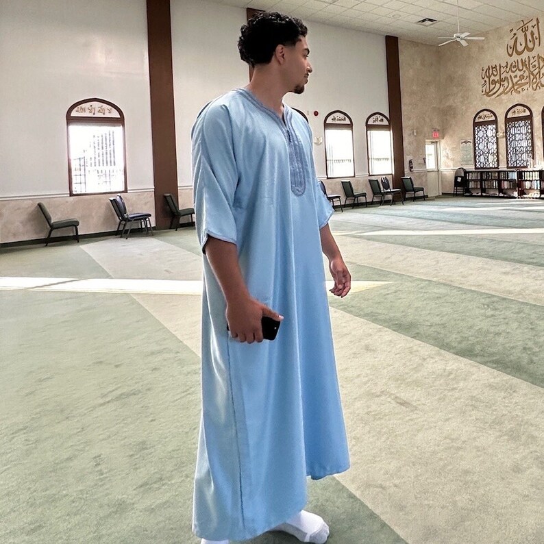 Moroccan Thobe, Highest Quality, Light Blue Made in Morocco Men's ...