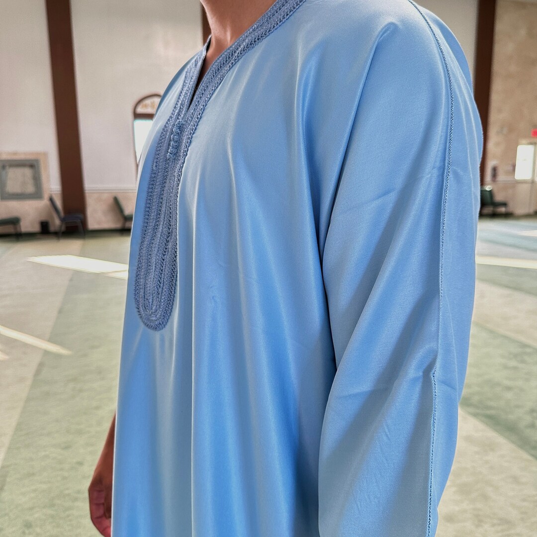 Moroccan Thobe, Highest Quality, Light Blue Made in Morocco Men's ...