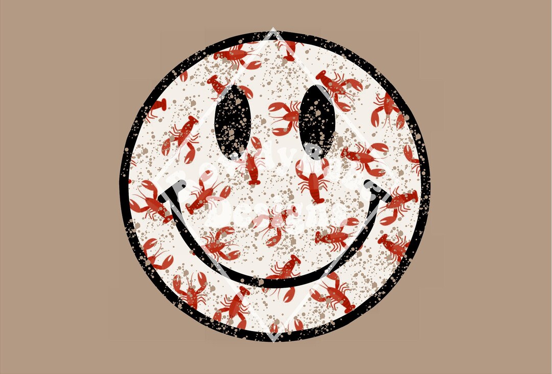 Crawfish Smiley PNG, Sublimation Design Download, Trendy Png, Digital ...