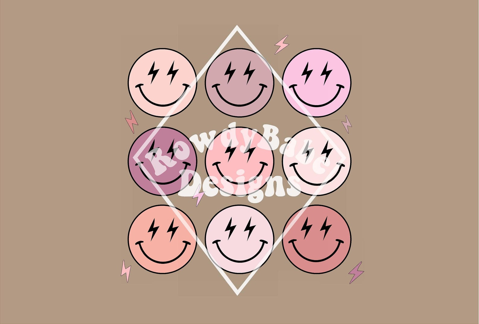 Lighting Bolt Smiley's PNG, Sublimation Design Download, Trendy Png ...