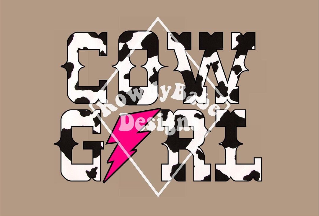 Cowgirl Cow Print W/ Lighting Bolt PNG, Sublimation Design Download ...