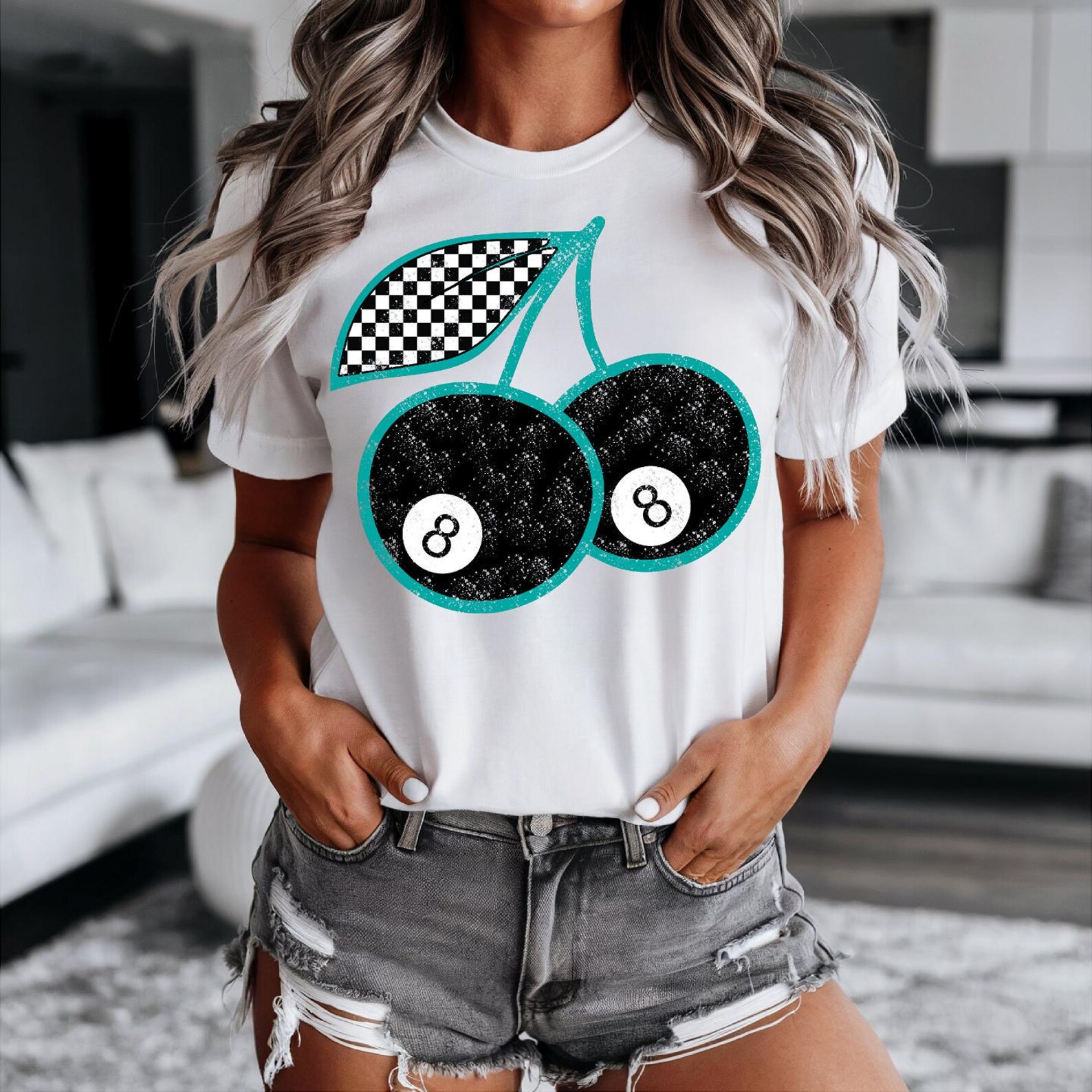 Checkered Cherry 8 Ball PNG, Sublimation Design Download, Trendy Png ...