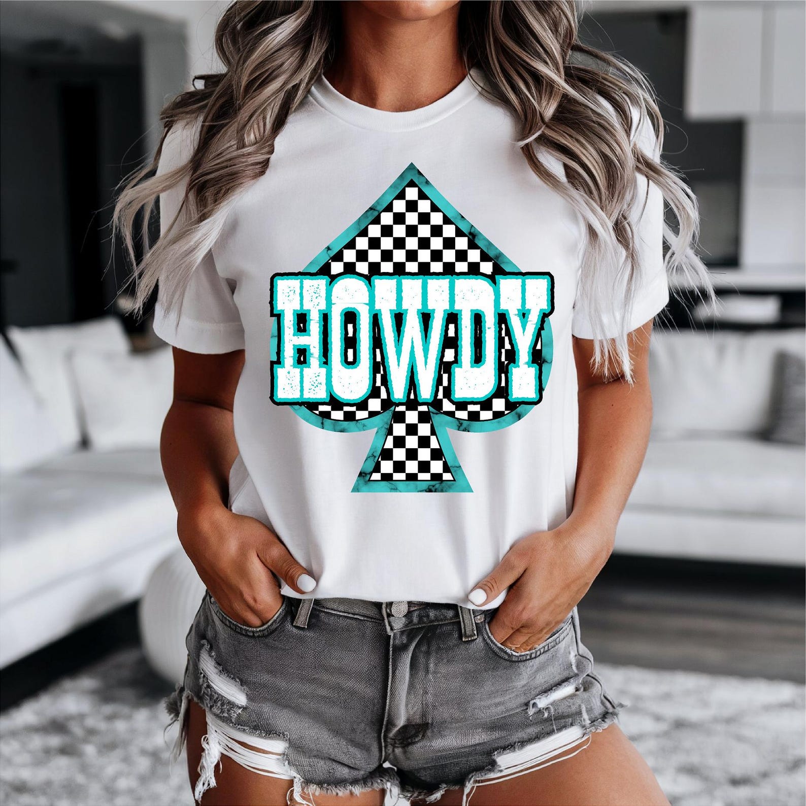 Howdy Checkered Spades PNG, Sublimation Design Download, Trendy Png ...