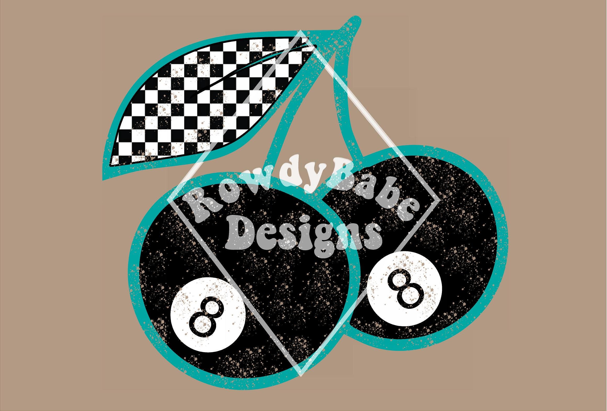Checkered Cherry 8 Ball PNG, Sublimation Design Download, Trendy Png ...