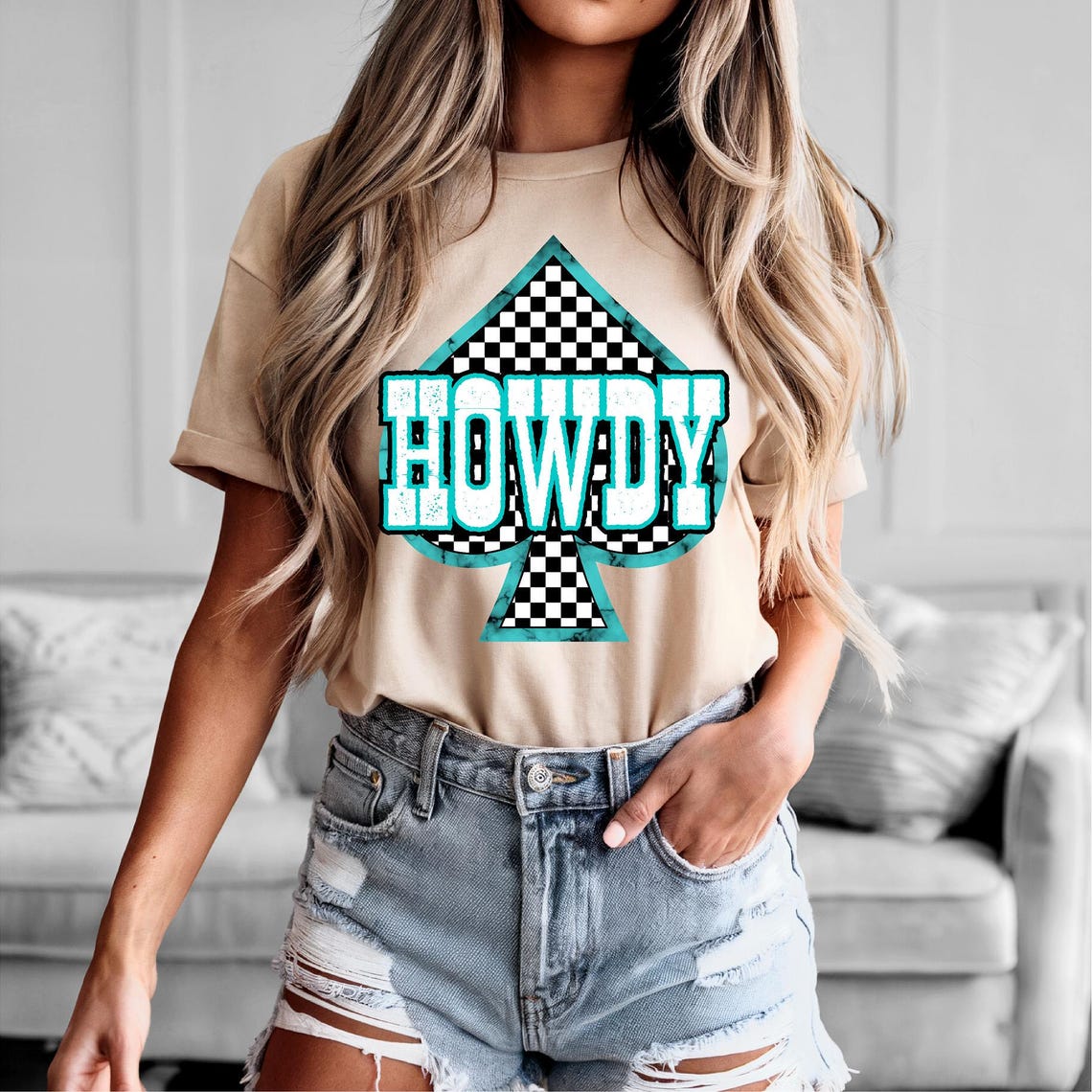 Howdy Checkered Spades PNG, Sublimation Design Download, Trendy Png ...