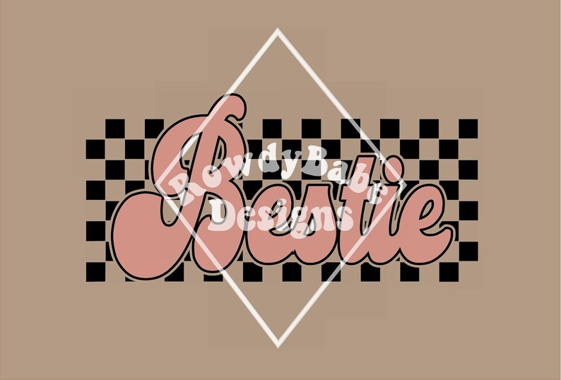 Groovy Checkered Bestie PNG, Sublimation Design Download, Trendy Png ...