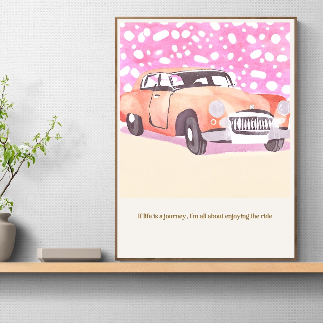 Vintage Race Car Digital Poster- Bubbly & Retro Digital Art Print- 4 ...