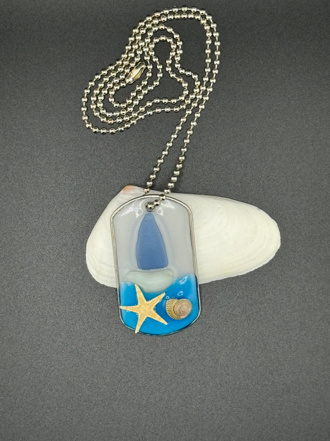 Sea Glass Sailboat Genuine Sea Glass Dog Tags Sea Glass Jewelry Ocean ...