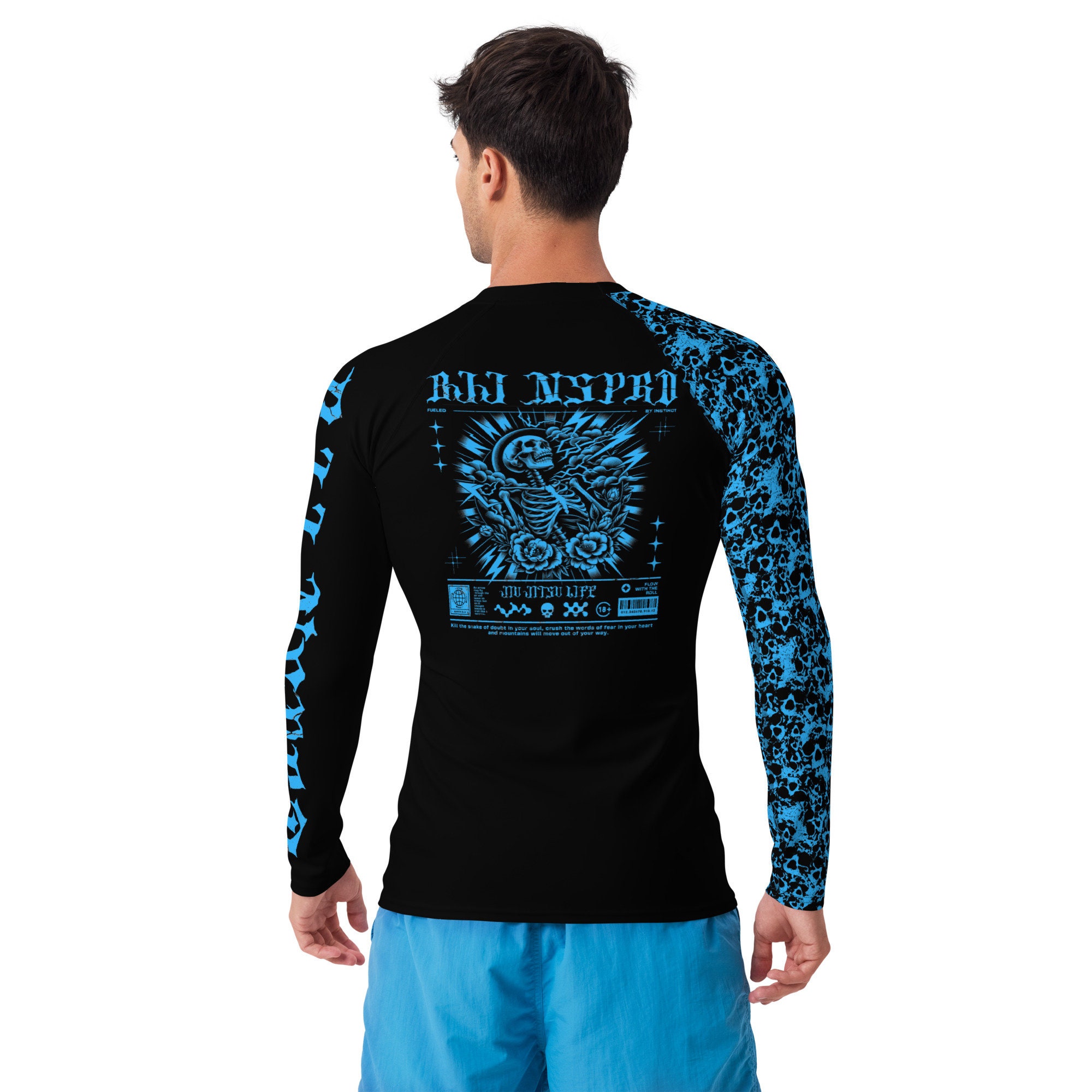 Skullz Blue Belt BJJ Jiu Jitsu Men's Rash Guard - Etsy