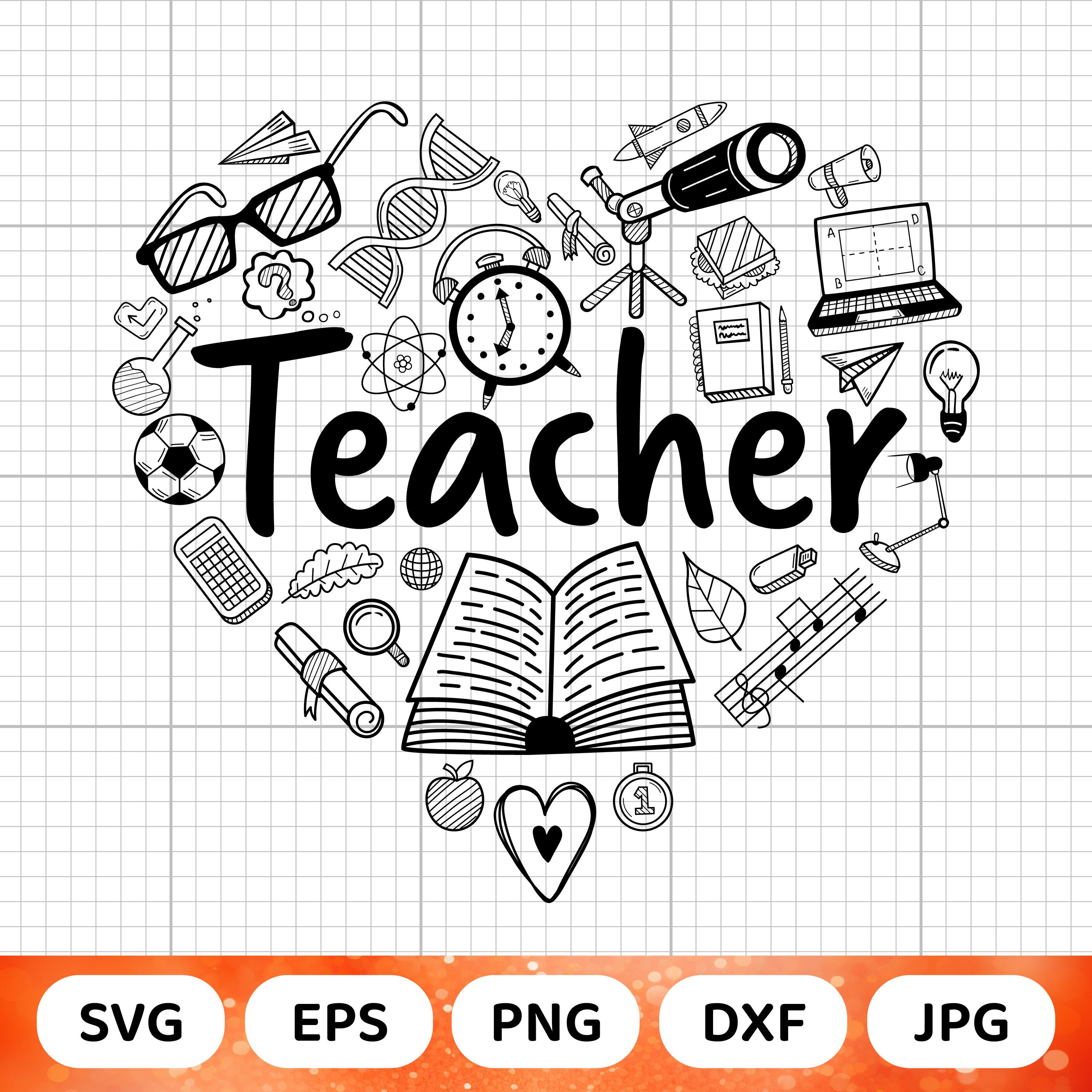 Teacher Heart SVG, Teacher Appreciation, Teacher Svg, Back to School ...