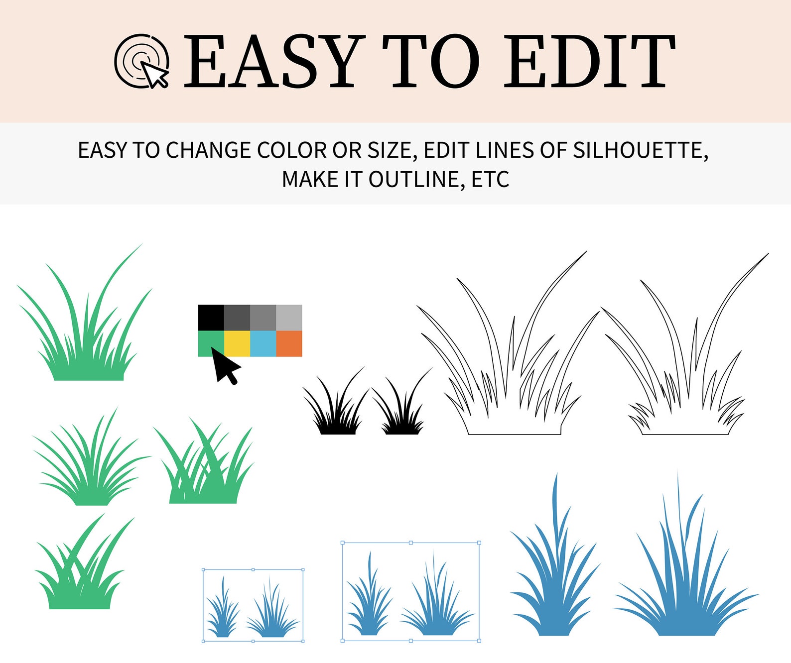 Grass Svg Bundle, Grass Cricut, Grass Clipart, Grass Svg Cut Files ...