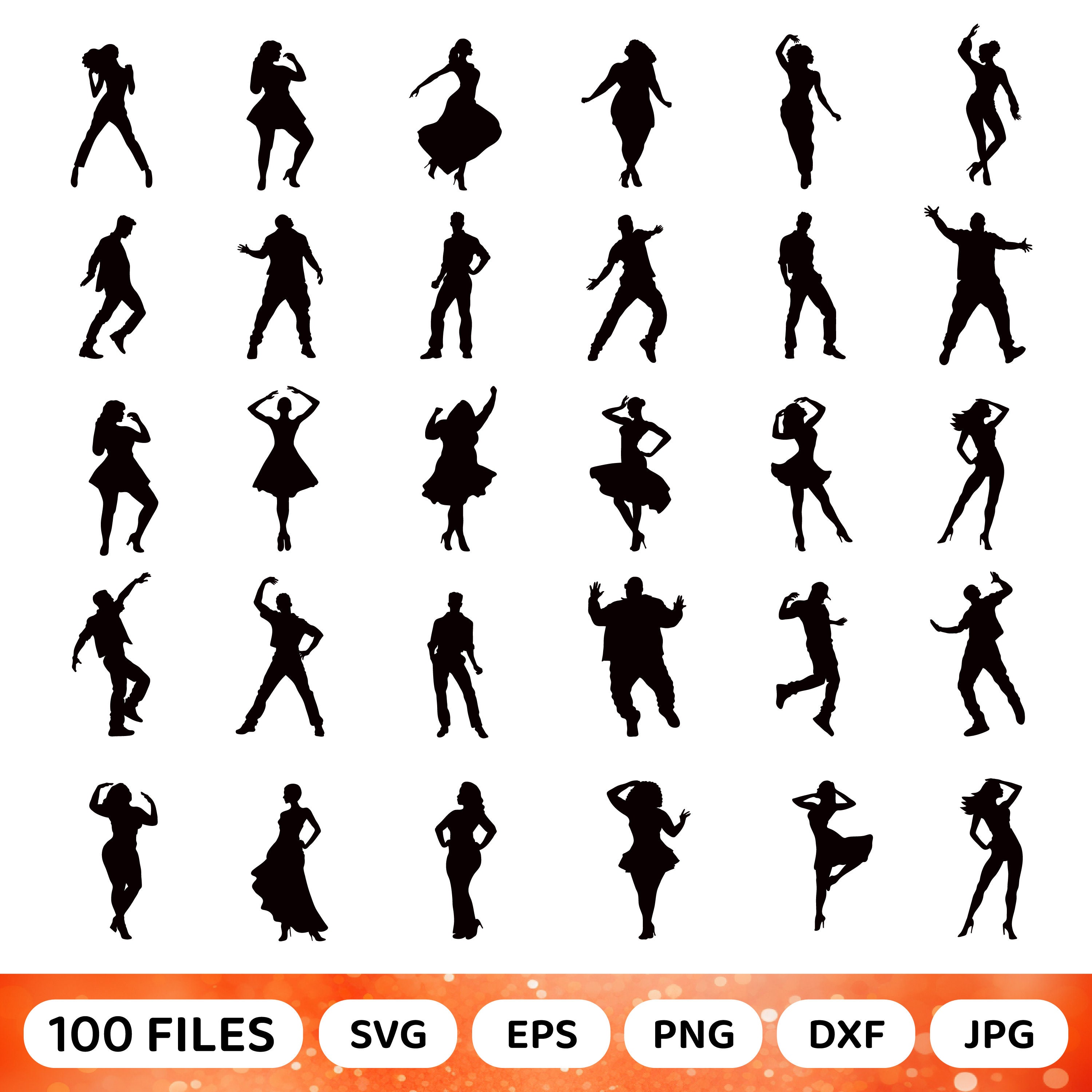 Dance Silhouette Svg Bundle - 100 Designs, Dancing People Svg, Dancer ...