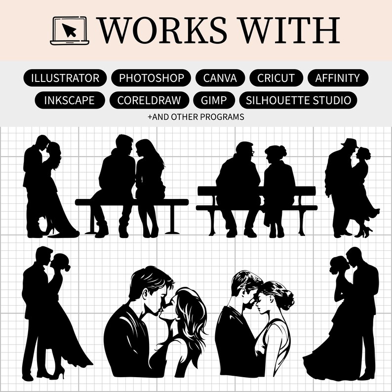 Couple SVG Bundle, Love Svg, Couple Silhouette, Couple Clipart, Wedding ...