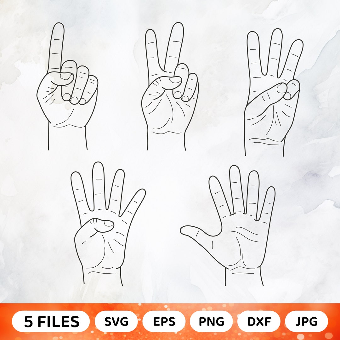 Finger Count Svg, Hand Sign Number 1 2 3 4 5, Finger Count SVG Bundle ...
