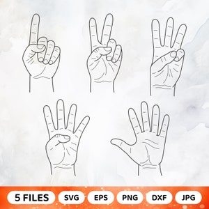 Finger Count Svg, Hand Sign Number 1 2 3 4 5, Finger Count SVG Bundle ...