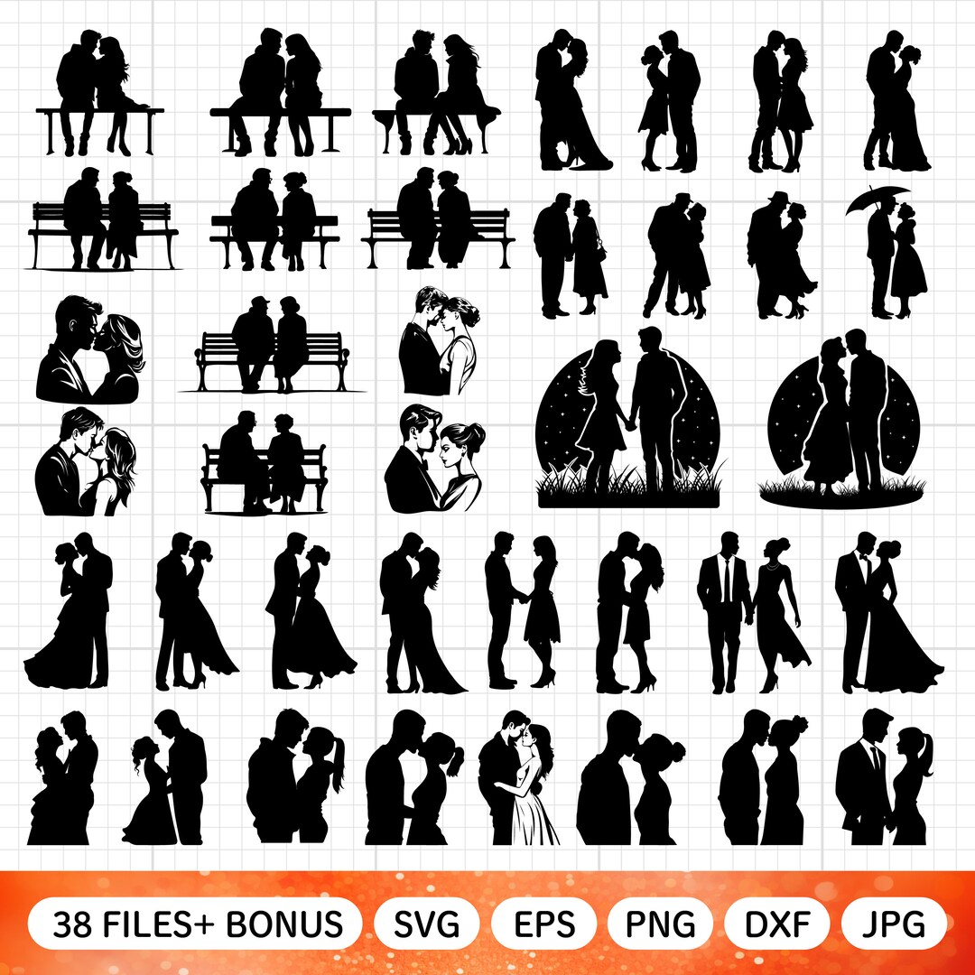 Couple SVG Bundle, Love Svg, Couple Silhouette, Couple Clipart, Wedding ...