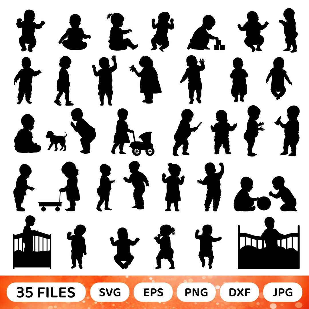 Baby Silhouette Bundle SVG, New Born Baby Svg, Newborn Bundle Svg, Baby ...
