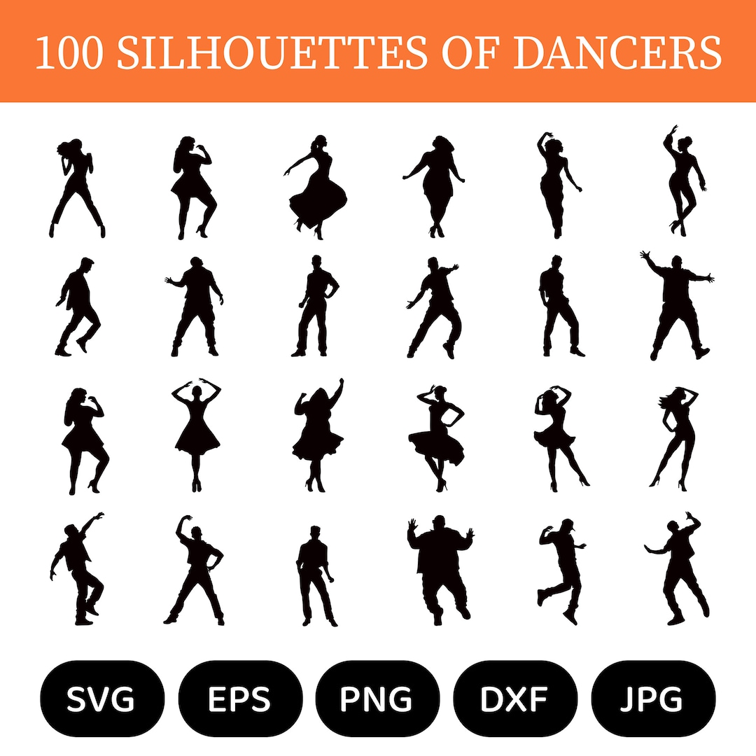 Dance Silhouette Svg Bundle 100 Designs, Dancing People Svg, Dancer Cut ...
