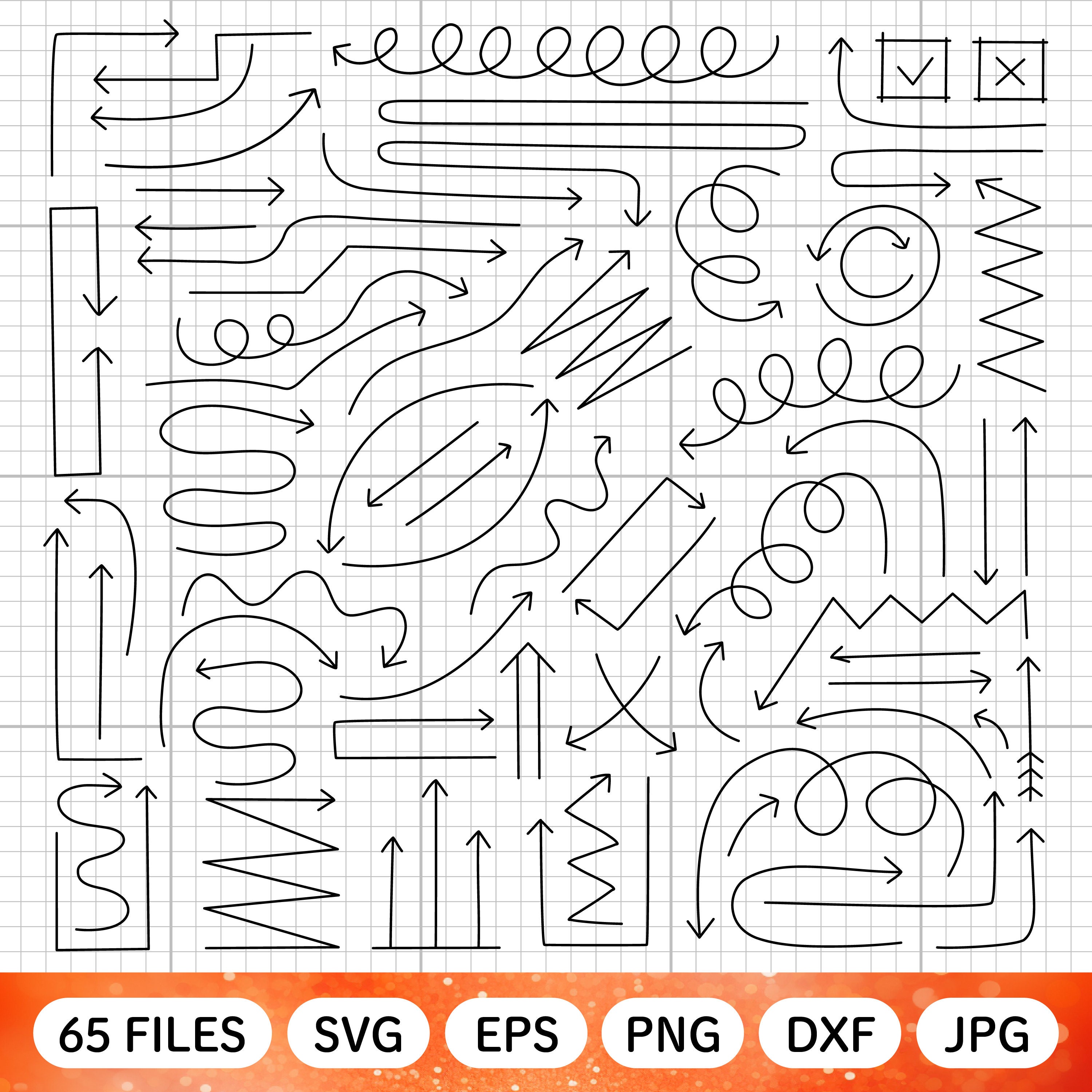 65 Pencil Arrows Svg Bundle, Doodles Arrows Svg, Arrow Svg, Arrow ...