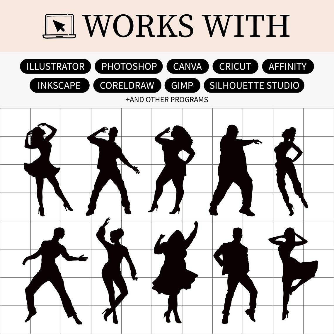 Dance Silhouette Svg Bundle - 100 Designs, Dancing People Svg, Dancer ...