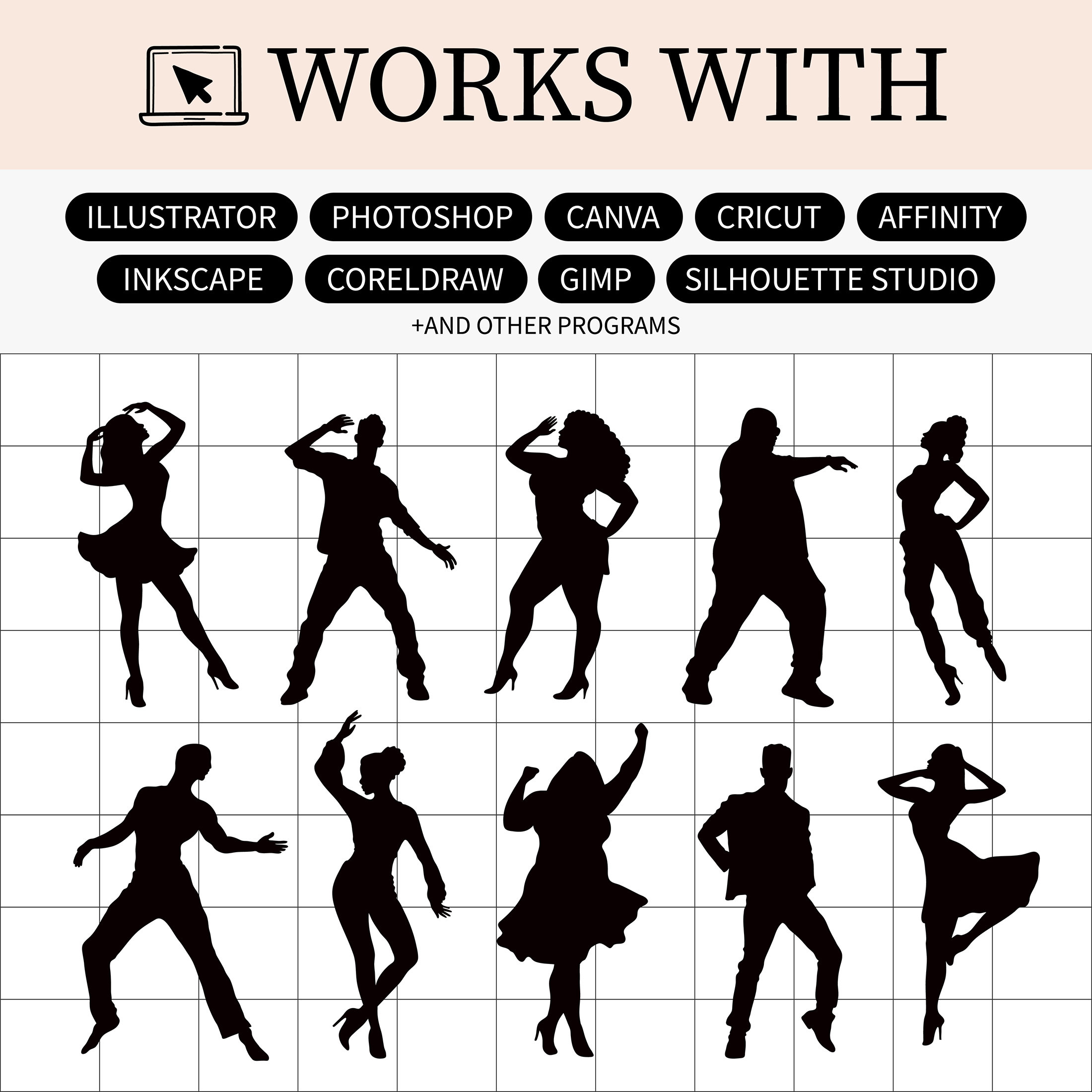 Dance Silhouette Svg Bundle - 100 Designs, Dancing People Svg, Dancer ...