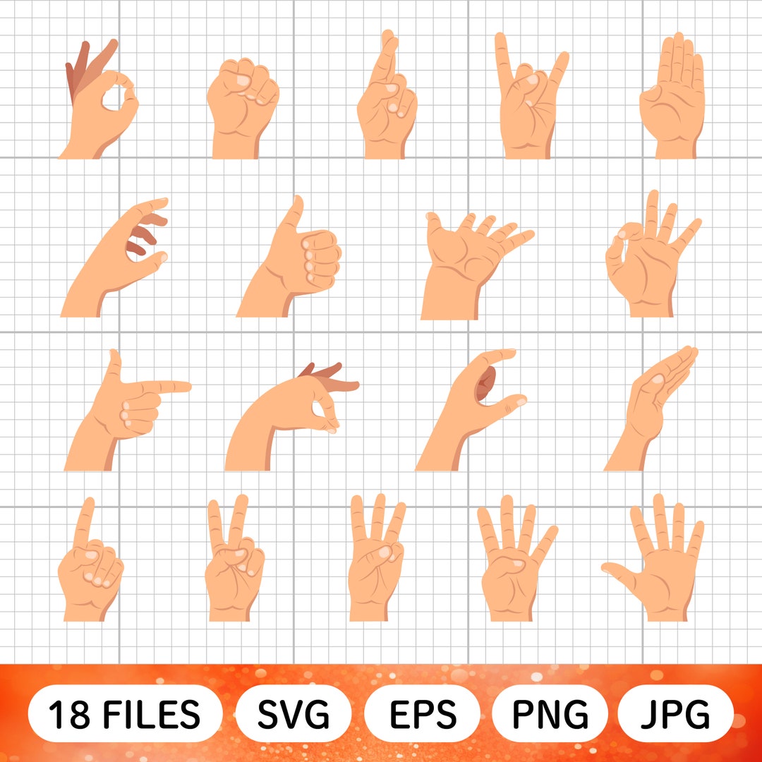 Paquete de manos de dibujos animados svg, gestos svg, manos clip art ...