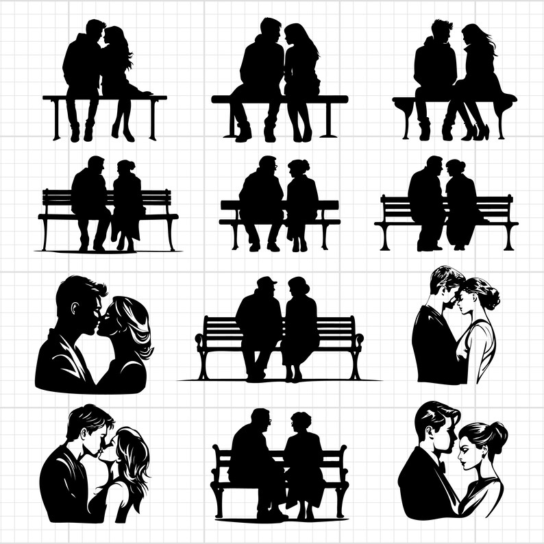 Couple Silhouette SVG Bundle: Wedding & Valentine's Day Designs - Etsy