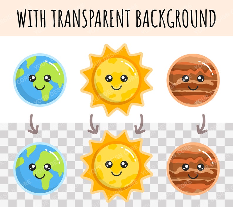 Cute Solar System Clipart Planets Clip Art Set Planets - Etsy