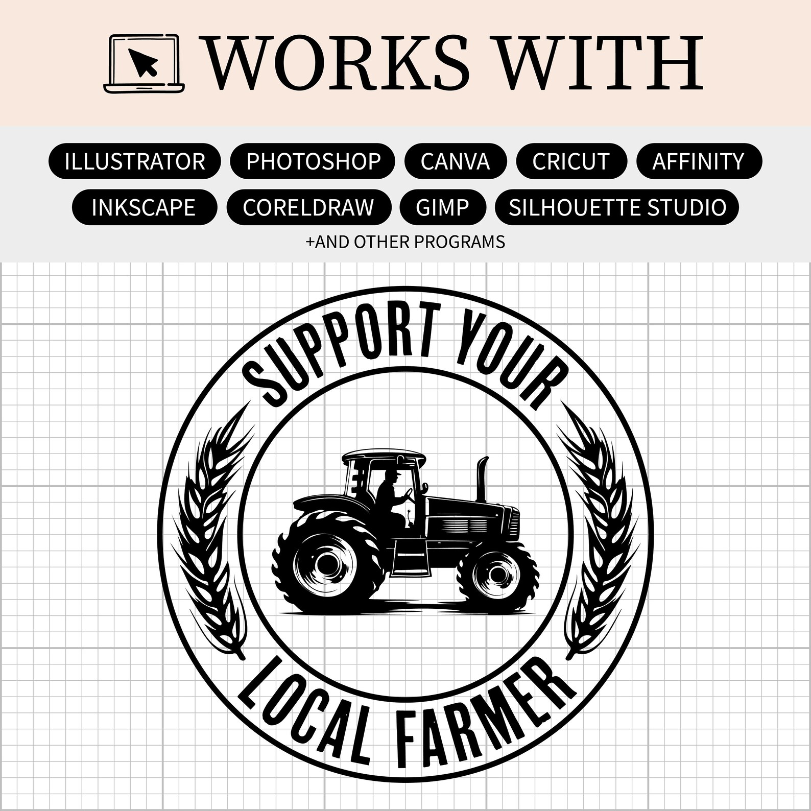 Support Your Local Farmer SVG, Farm Life Svg, Tractor Svg, Farmer Svg ...